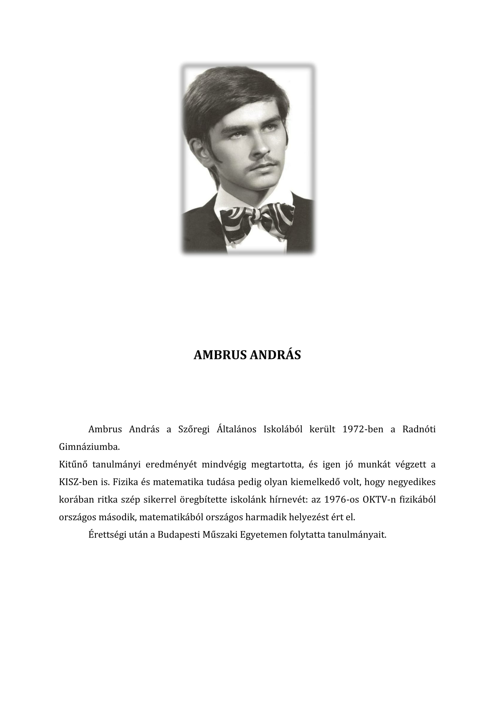 Ambrus András – Szegedi Radnóti Miklós Kísérleti Gimnázium